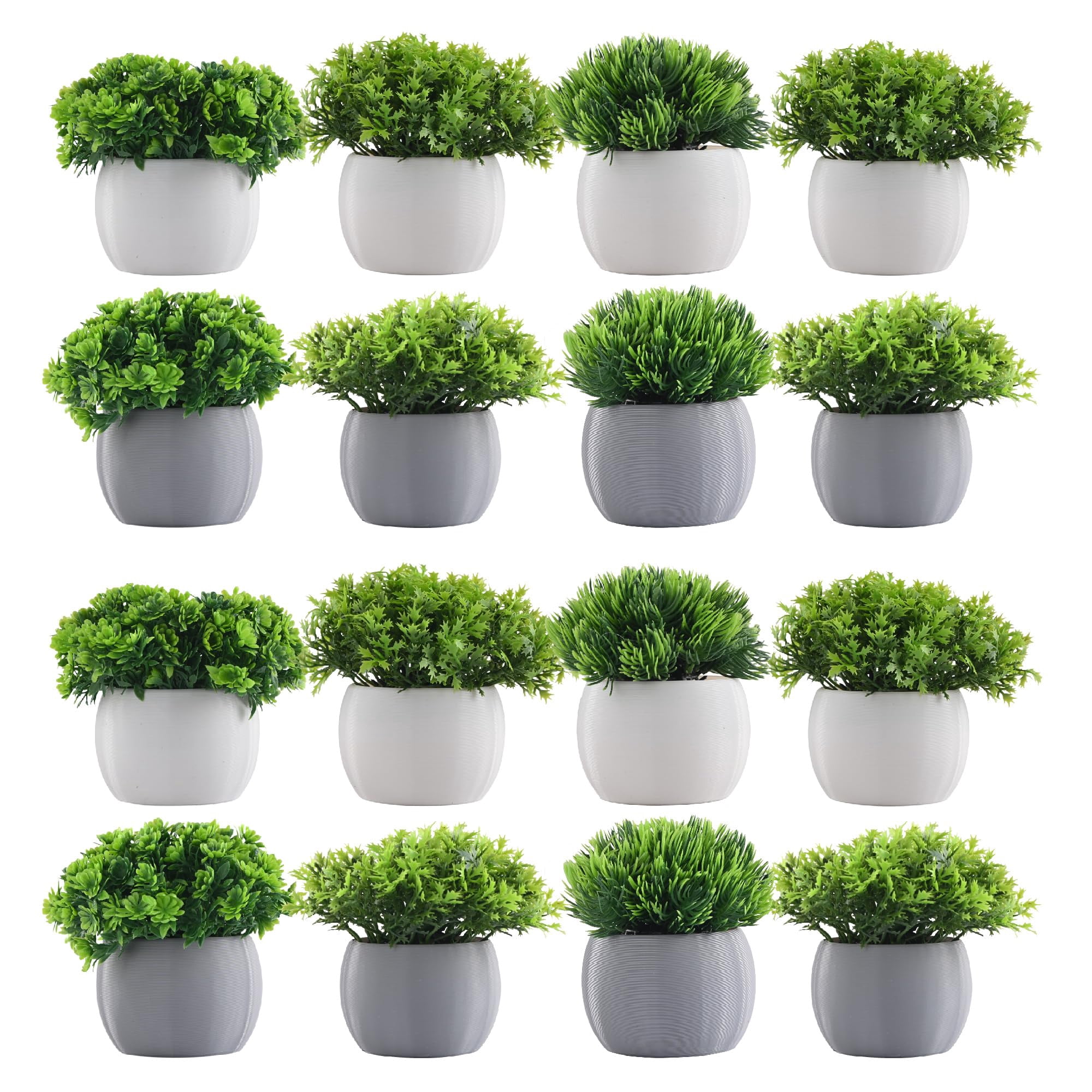 Fourthline 16 Pcs Set Plastic Mini Bonsai Artificial Plants with Pot ...