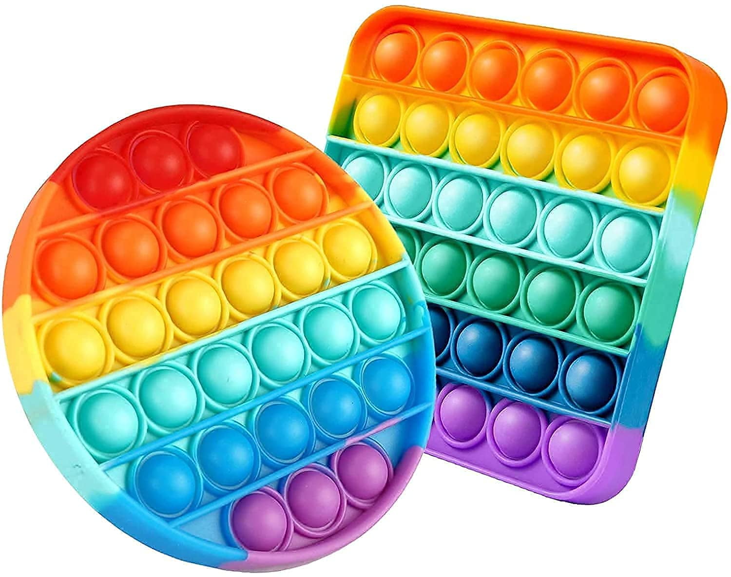 Fourthline® 2 Pieces Rainbow Pop it Toys for Kids Boys and Girls, Round ...