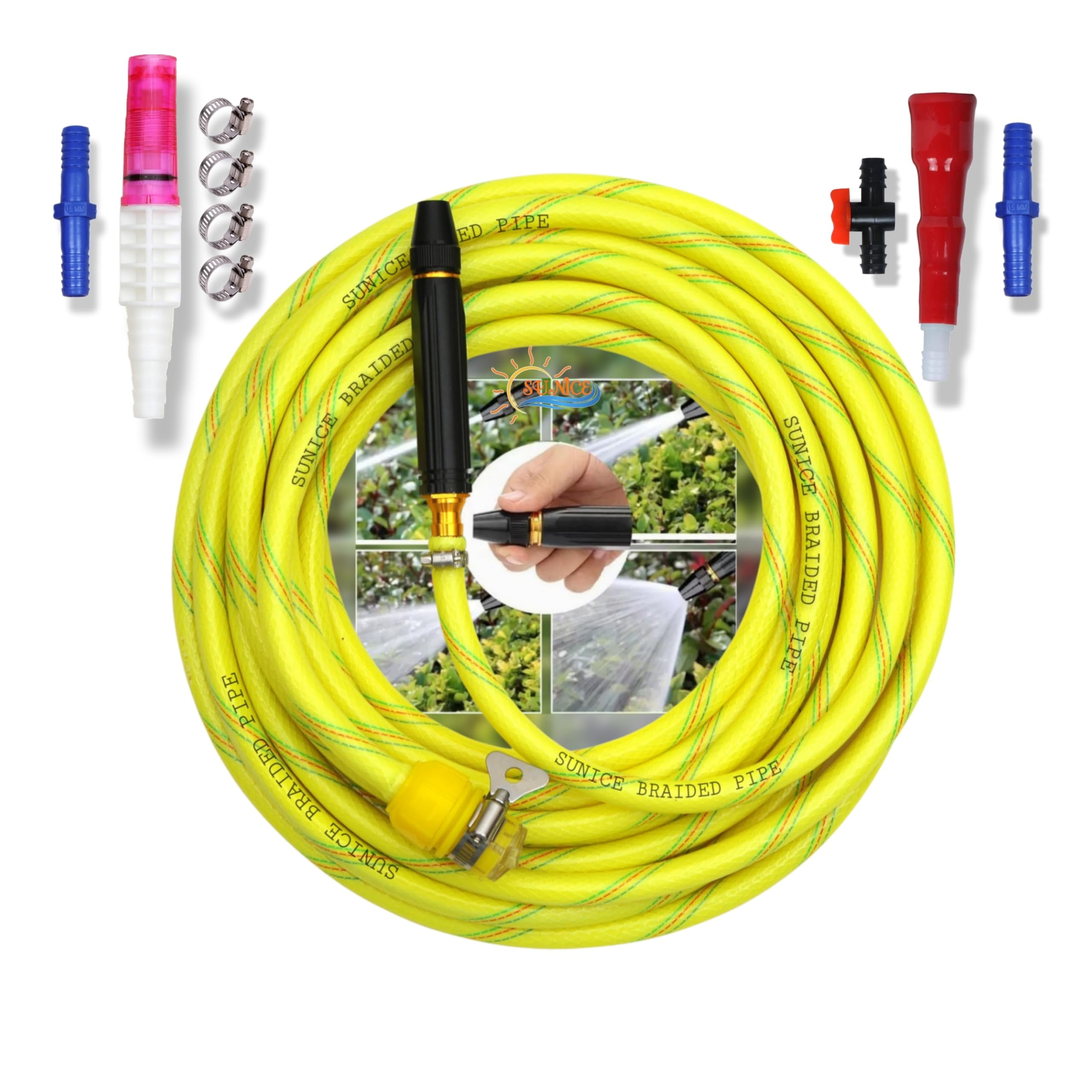Fourthline 30 Meter Neon Flexible Hose Pipe, Spray, Adapter (Pipe ...