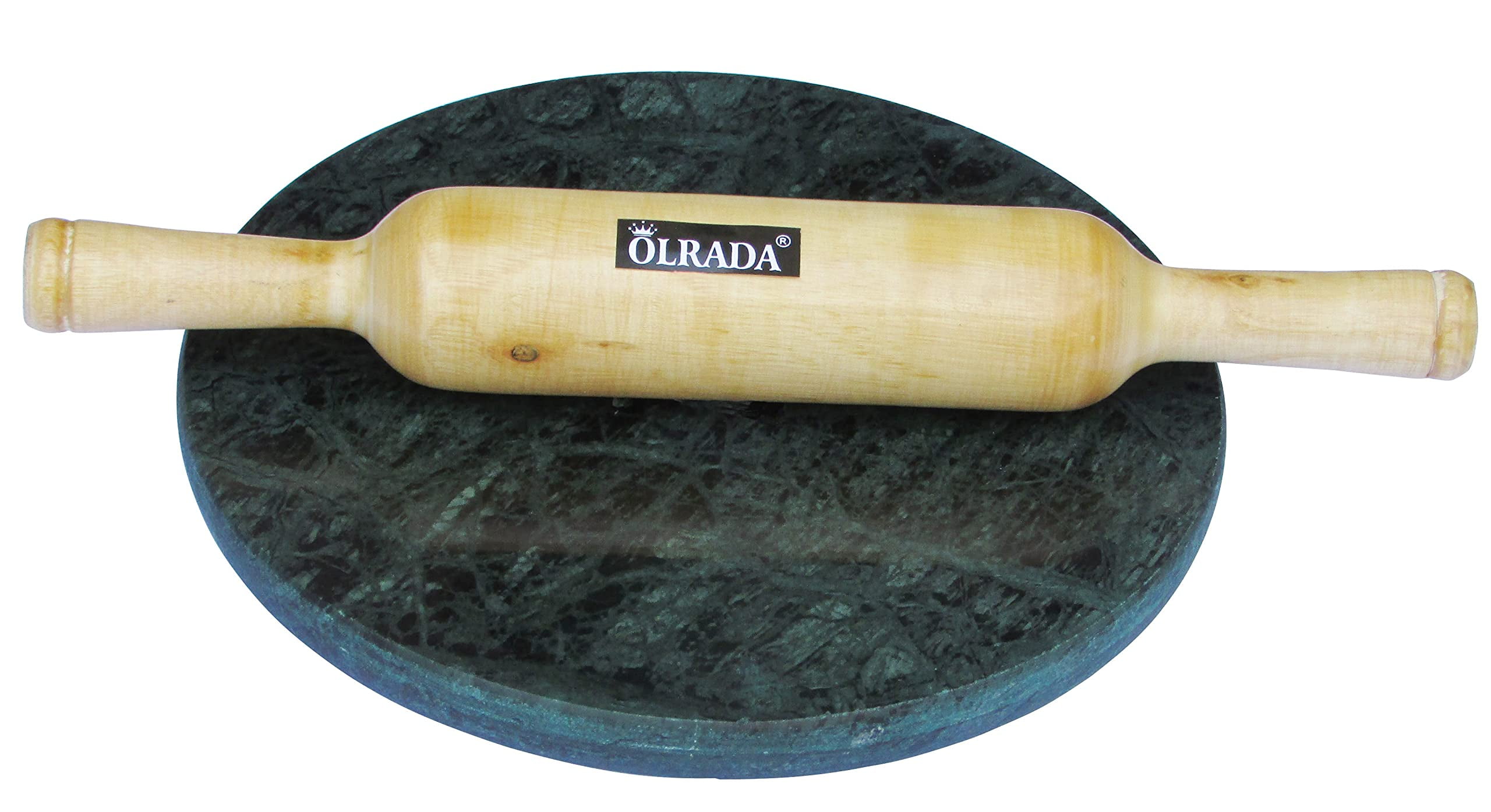 Fourthline 9 inch Marble Chakla Heavy Base Marble Chakla with Wooden ...