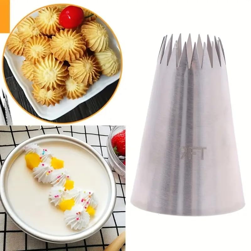 Fourthline-9FT Open Star Pastry Tip, 2 PCS French Star Tube Set Large Icing Piping Tips Set Cake ...