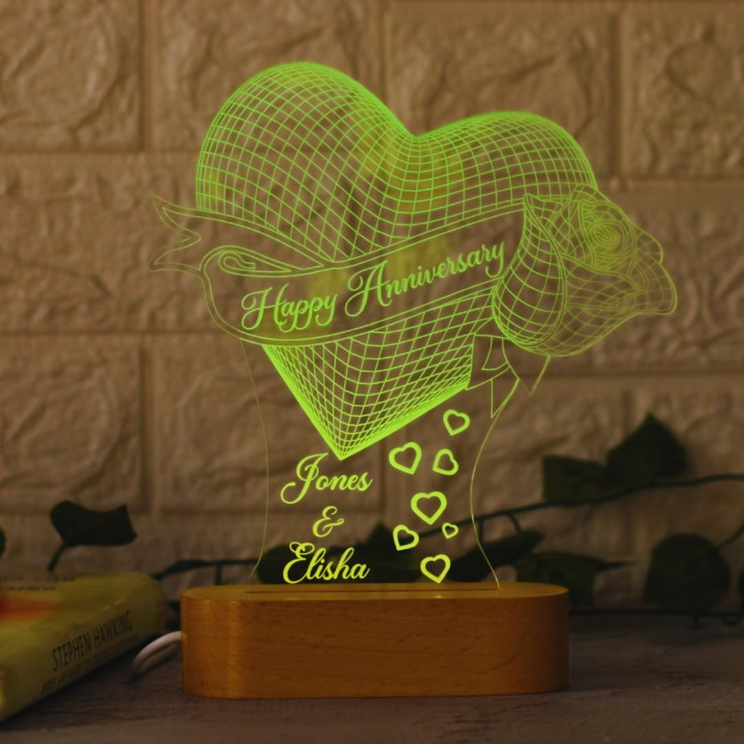 Fourthline Acrylic 3D Illusion Personalized Led Table Lamp For Couples ...