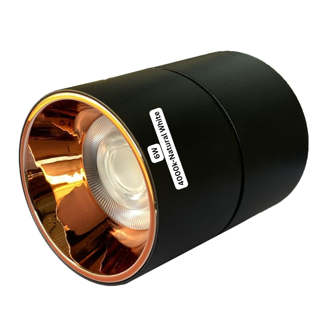 Fourthline Aluminium 6 Watts Surface Light Cylindrical Shape Black Body ...