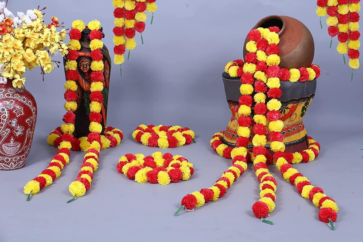 Fourthline Artificial Marigold Fluffy Flowers Garlands for Festive ...