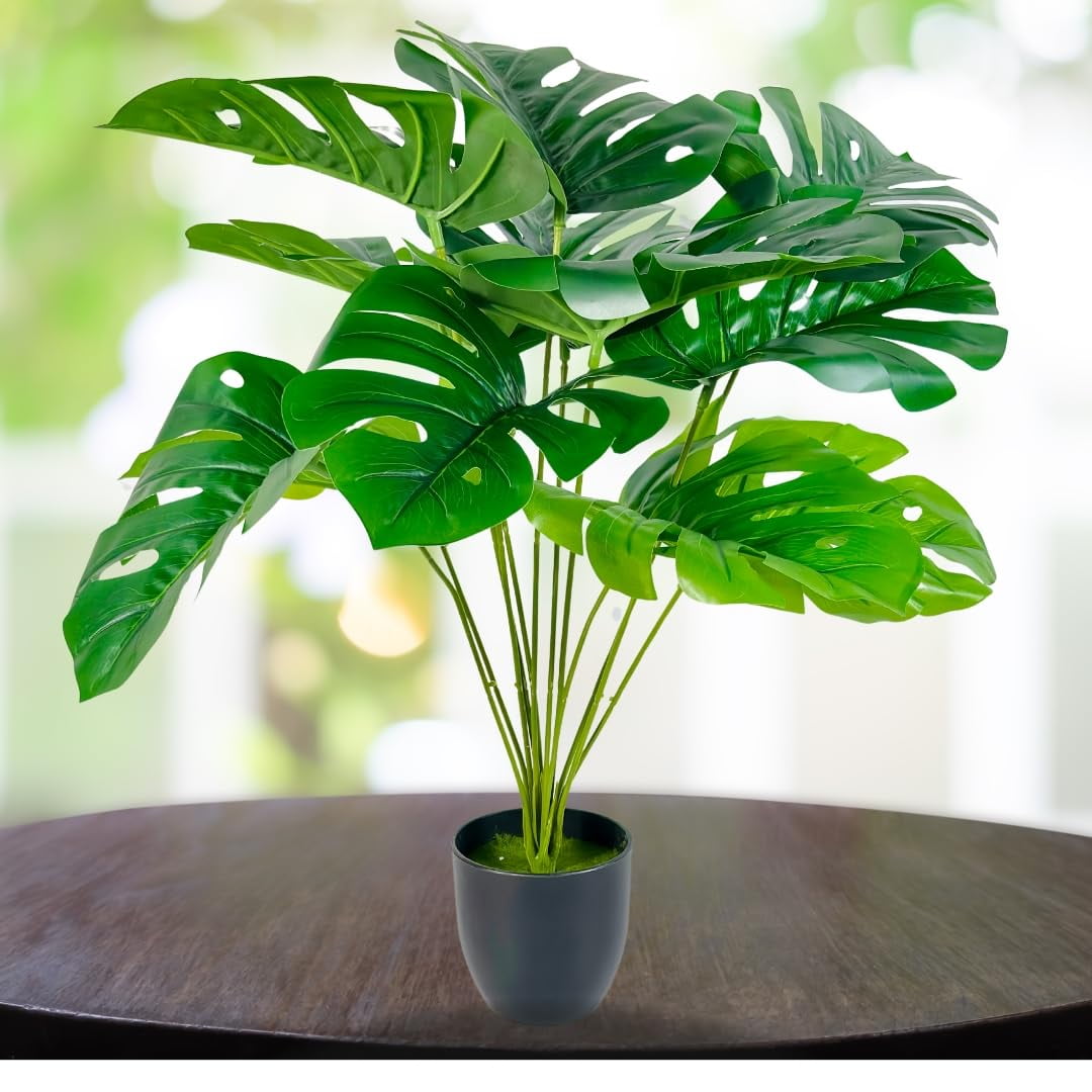 Fourthline Artificial Palm Plants Leaves Faux Turtle Leaf Fake Monstera ...