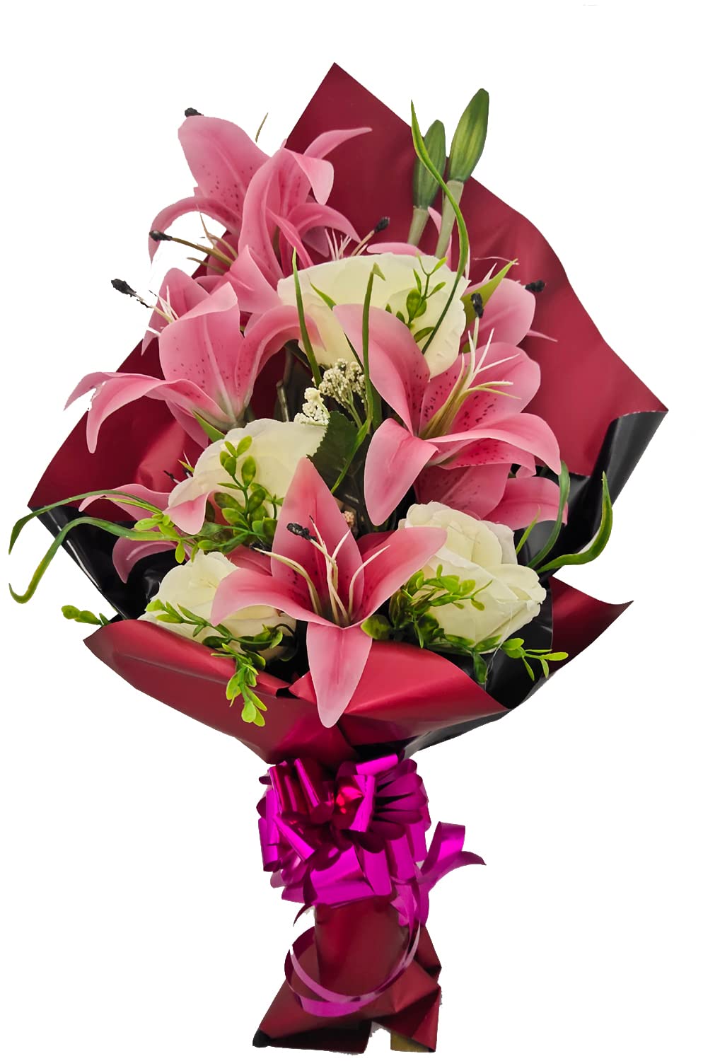 Fourthline Artificial Silk Natural Looking Tissue Wrapped Roses Hand ...