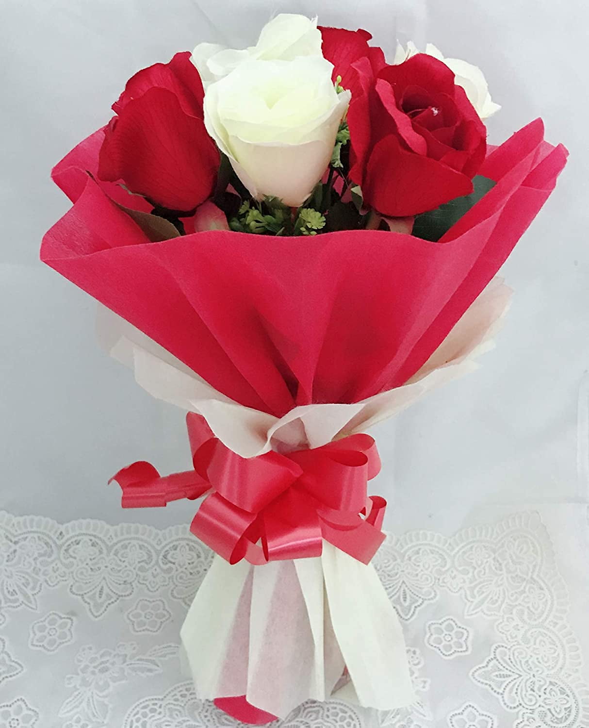 Fourthline Artificial Silk Natural Looking Tissue Wrapped Roses Hand ...