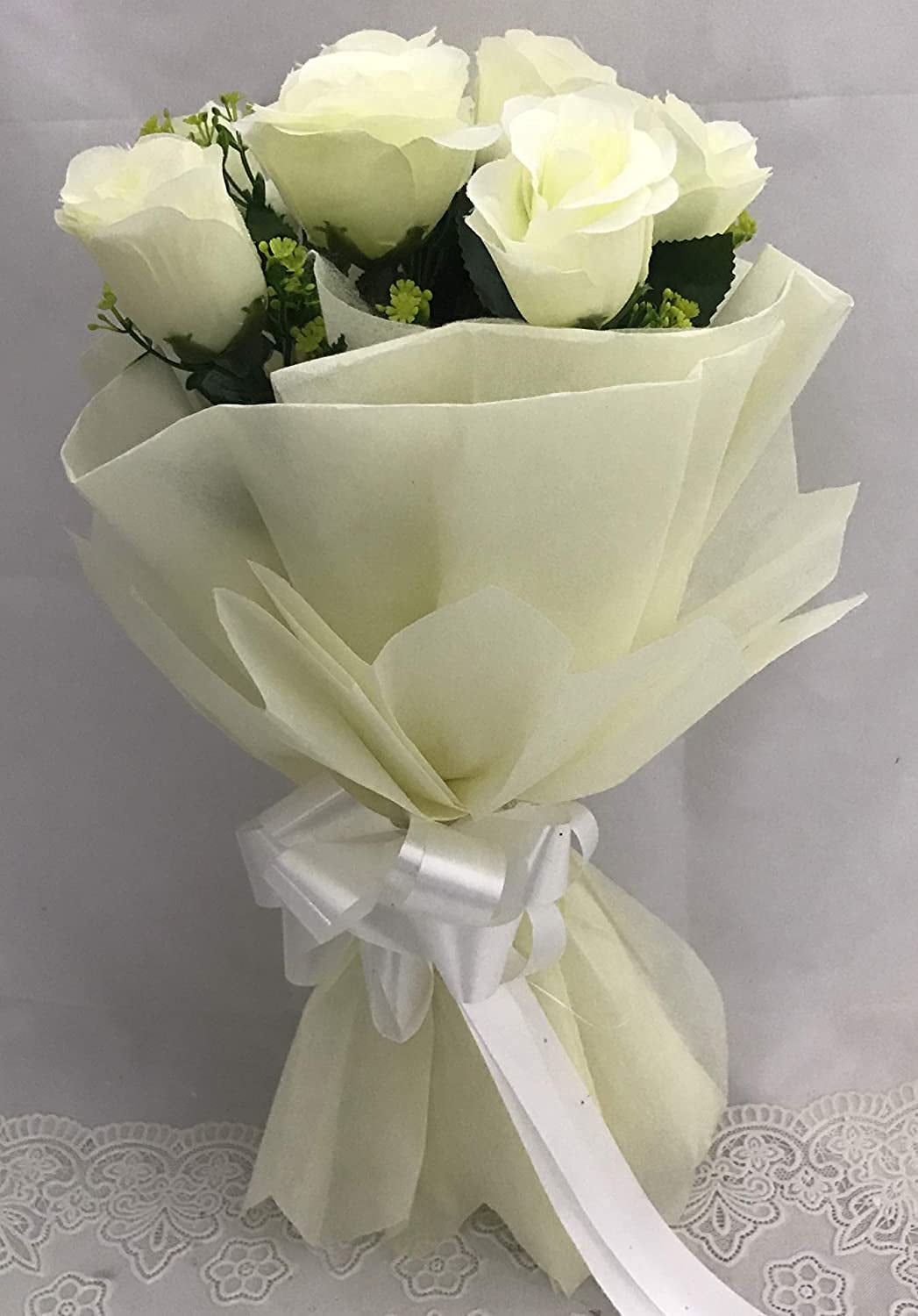 Fourthline Artificial Silk Natural Looking Tissue Wrapped Roses Hand ...