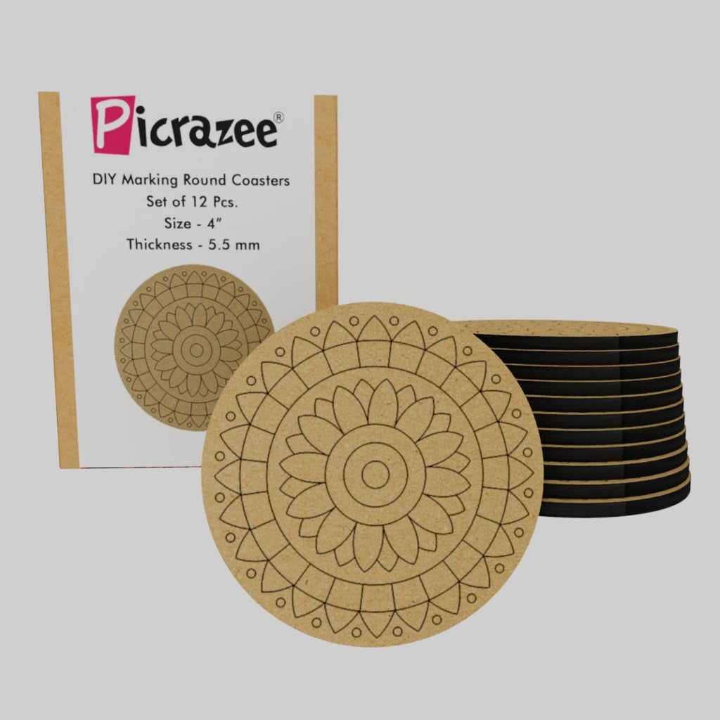 Fourthline DIY Engineered Pine MDF Pre-Marked 12 Square Plates Size 4x4 ...