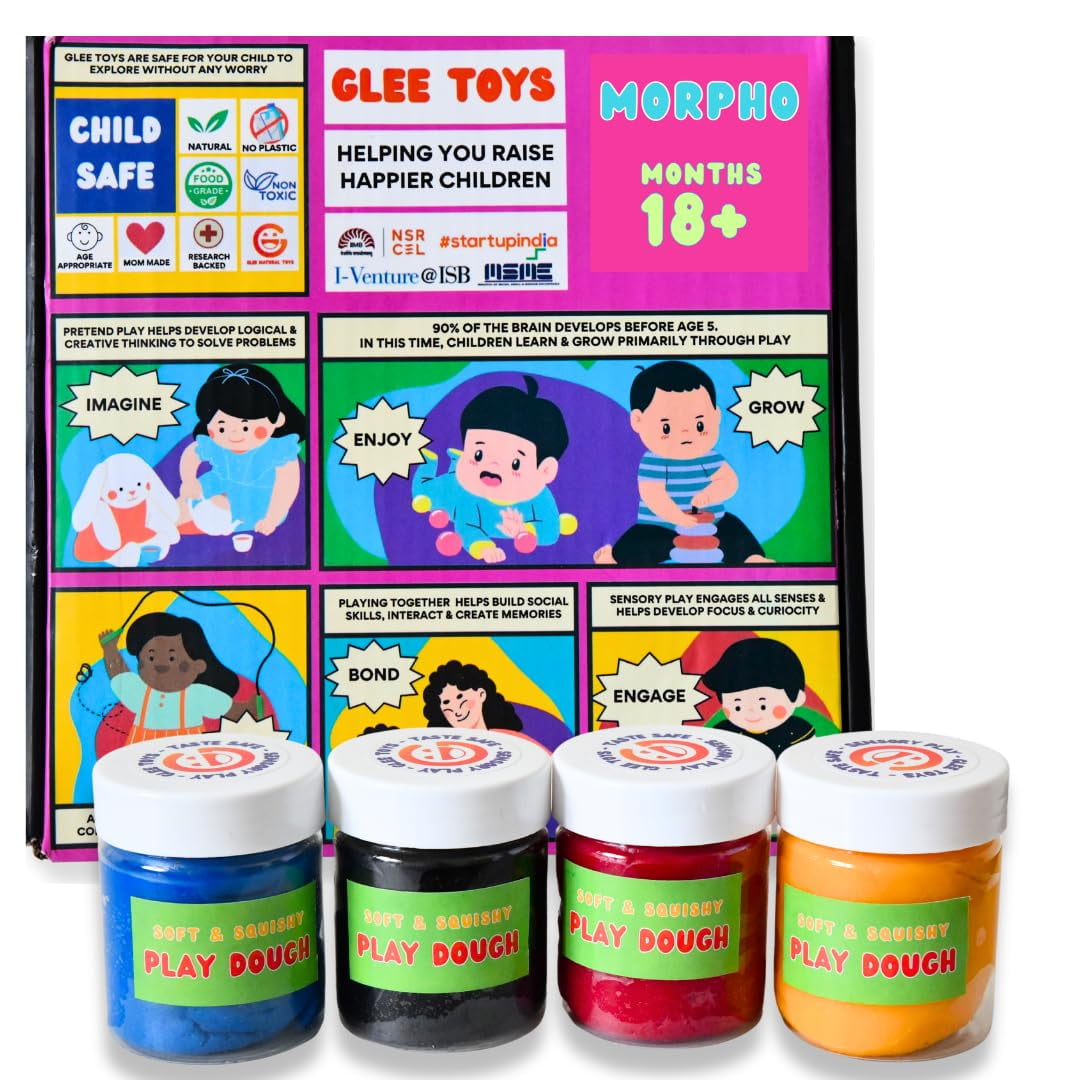 Fourthline DIY Morpho Play Dough - 4 Color Jars (Black) | Chemical-Free ...