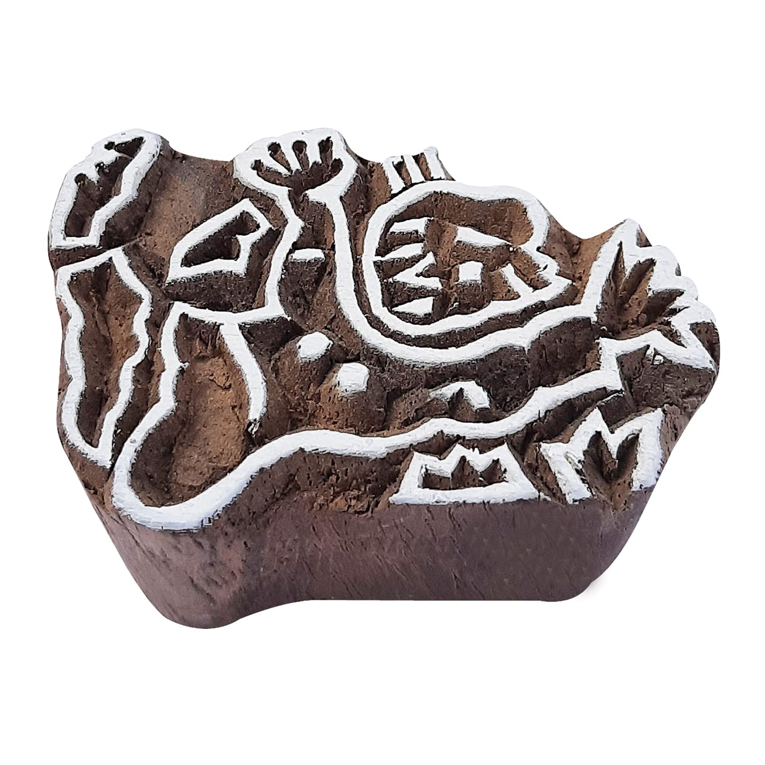 Fourthline Figure Wooden Printing Block Stamp - DIY Henna Fabric ...