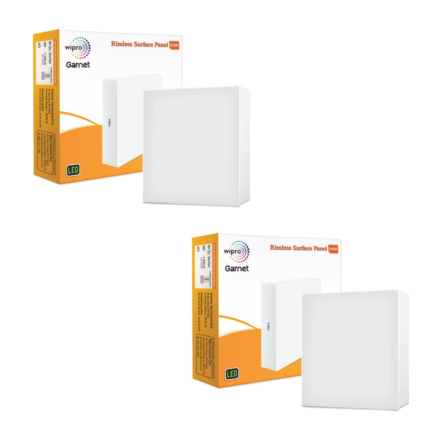 Fourthline Garnet 24W Rimless Square LED Surface Panel | Neutral White ...