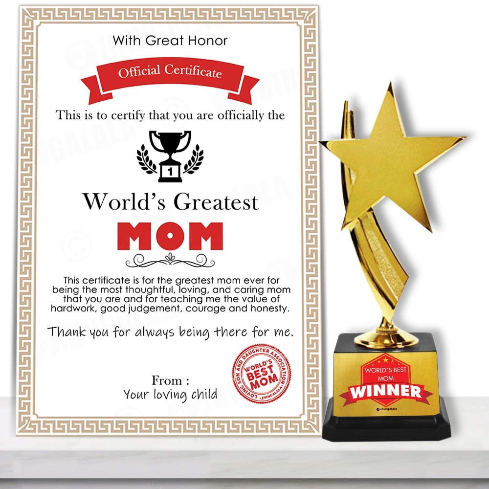 Fourthline Gift for Mother | World's Greatest Mom Certificate with ...
