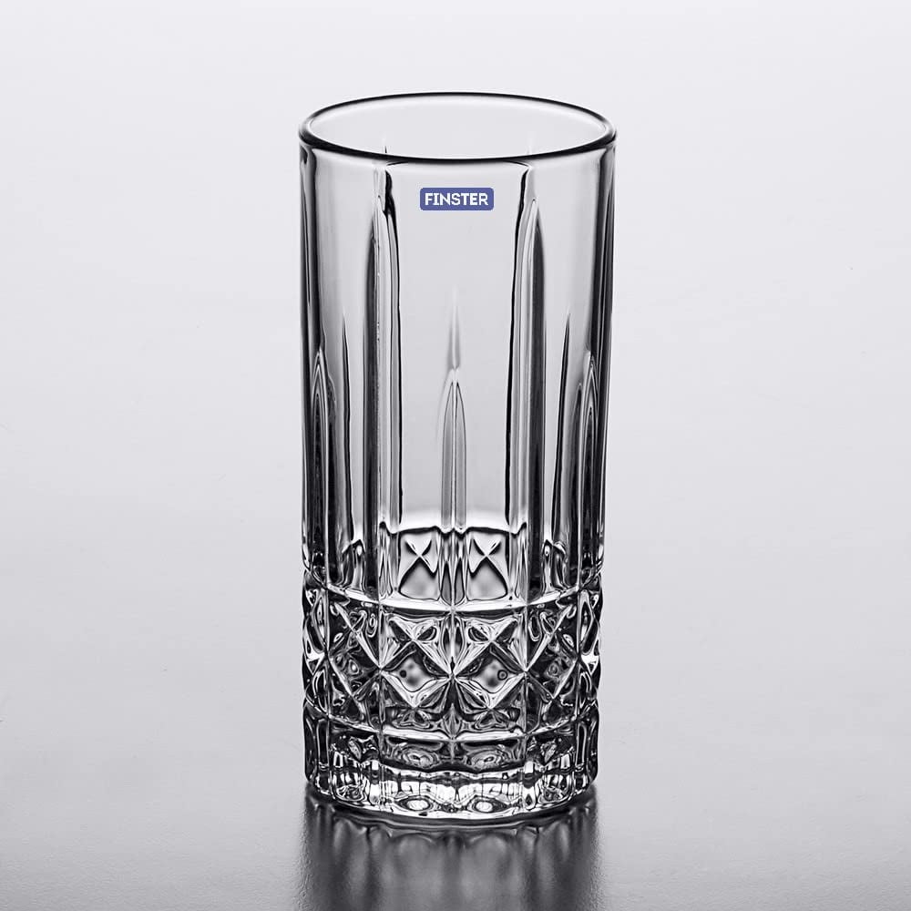 Fourthline Glass Premium Juice Water Glasses Set of 4-300ml, Transparent (Long Crystal Milkshake ...