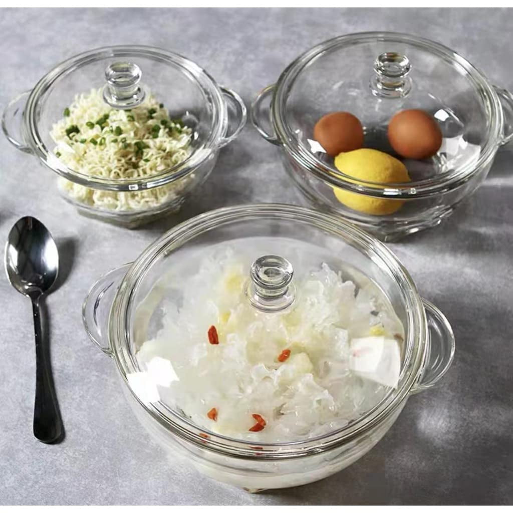 Fourthline Glass Round Casserole Combo Set of 3 Sizes 2500 ml, 1500 ml ...