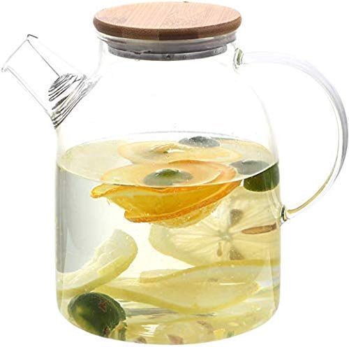 Fourthline Glass Water Jug, Glass Jug with Airtight Wooden Lid and ...