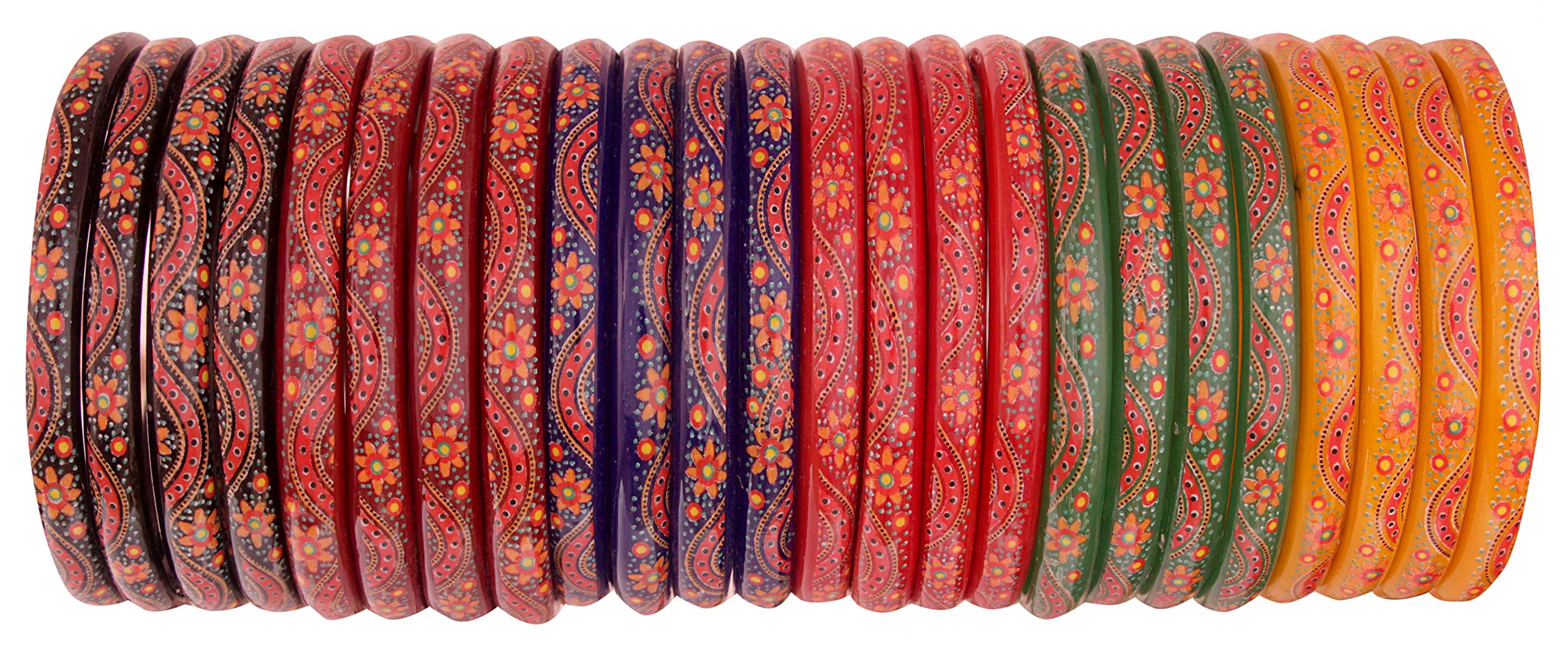 Fourthline Glass with Flower Pattern Glossy Finished Kada Set For Women ...