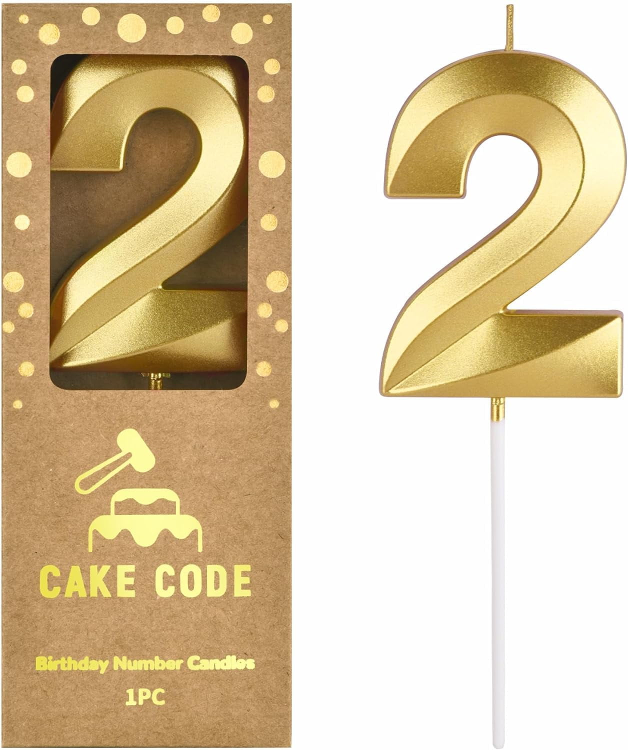 Fourthline Golden Number 2 Candle (Gold) - Sparkly, Glittery Design ...