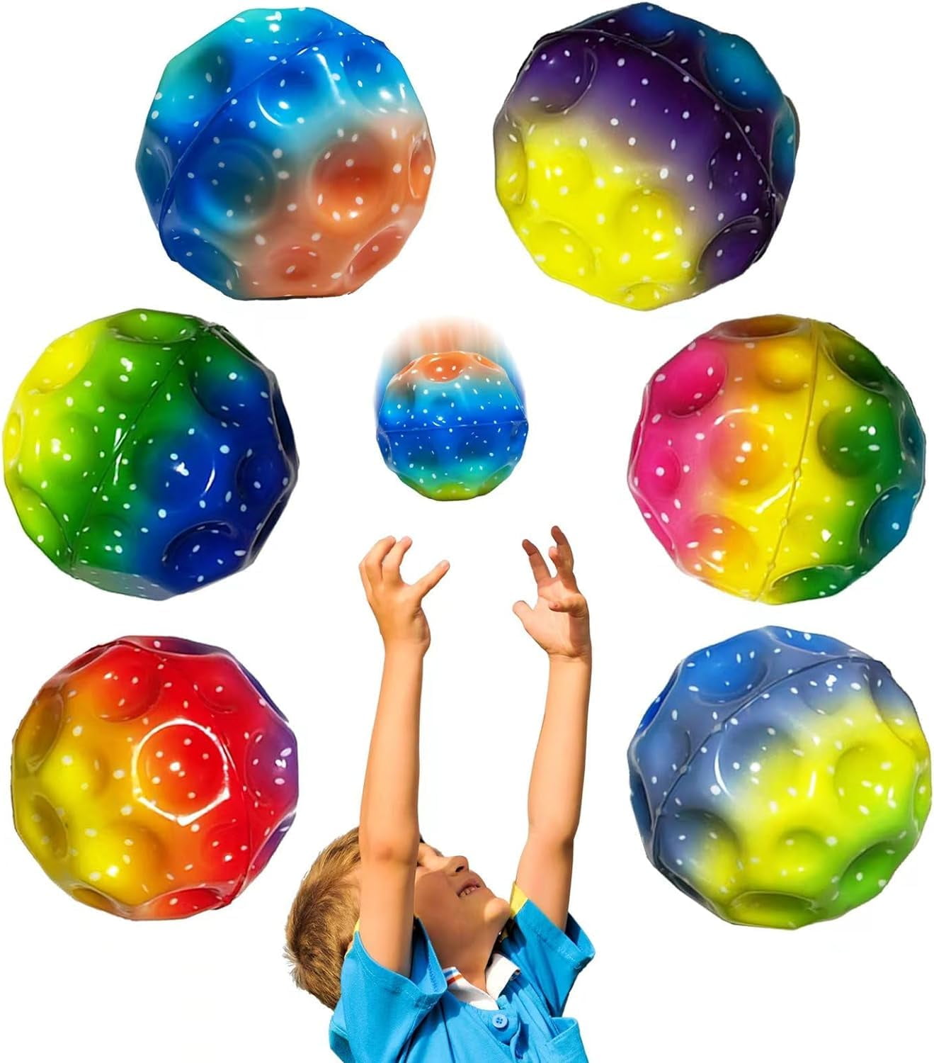 Fourthline Gradient Moon Ball Toy Bouncy Coral Anti Stress Bouncing for ...