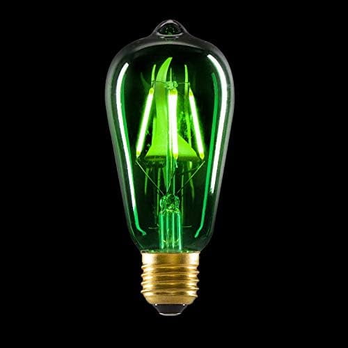 Fourthline Green Color LED 4 Watt Filament ST64 Light Bulbs, E26 Base ...