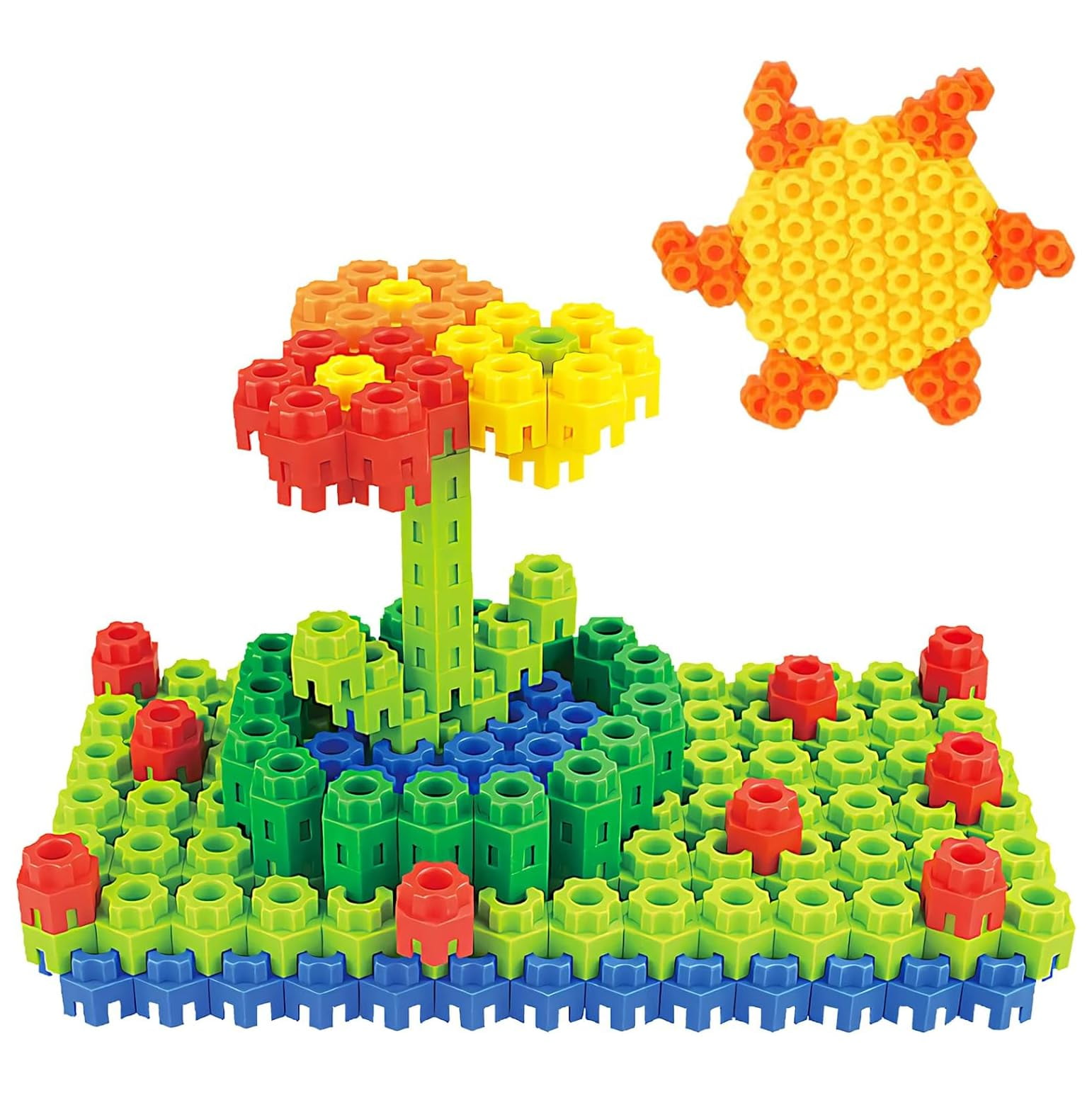 Fourthline Hexagonal Building Blocks 450 Piece, STEM Toys Building Sets ...