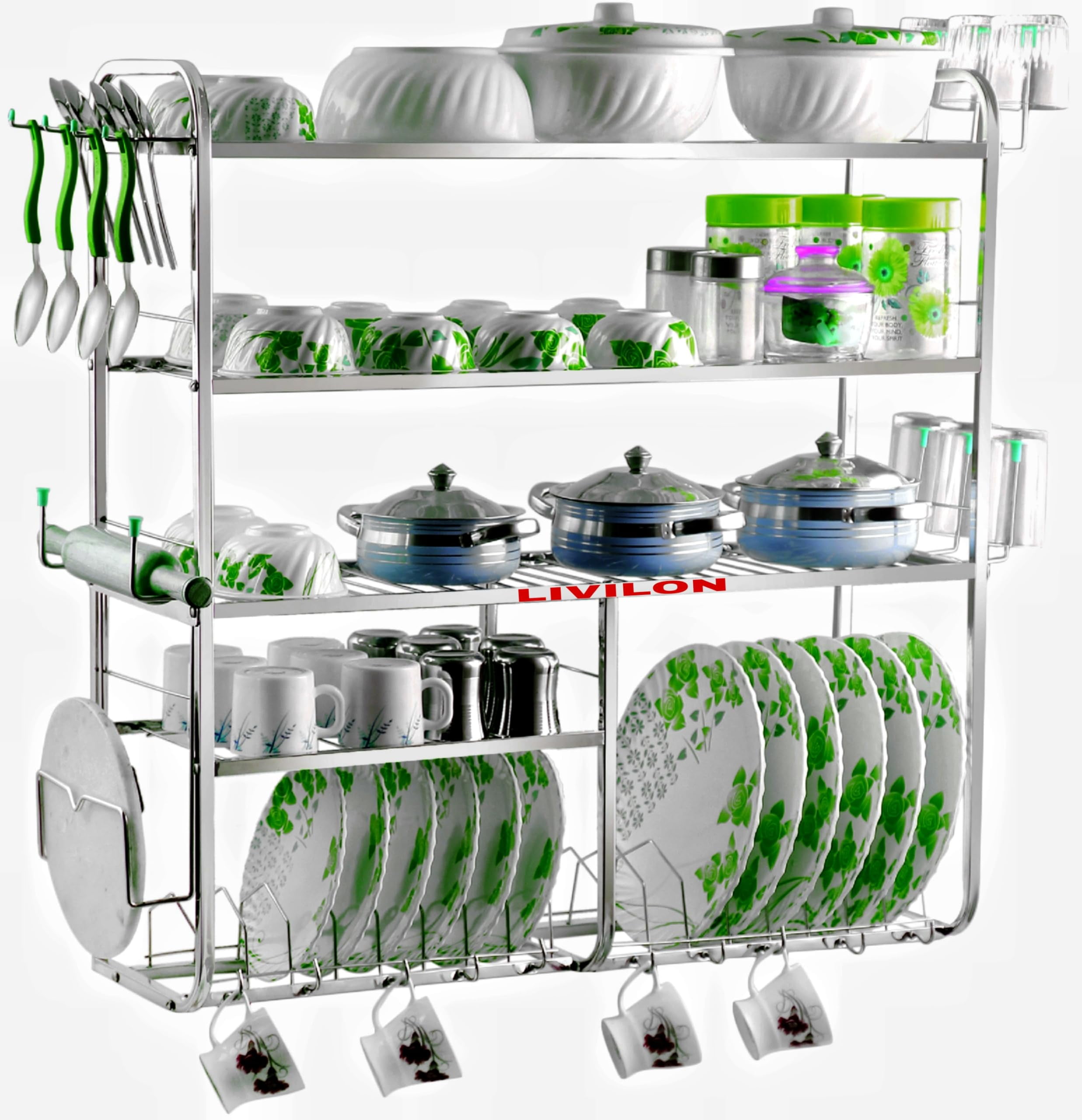 Fourthline KITCHEN RACK Utensils 5 Shelf Dish Rack, Stainless Steel ...