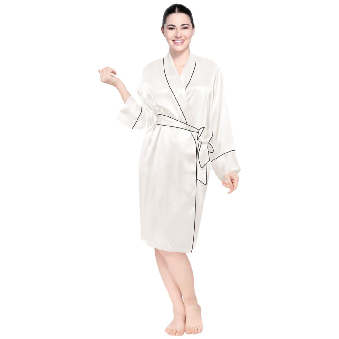 Fourthline Luxury Robe with Piping (XS, White) - Walmart.com