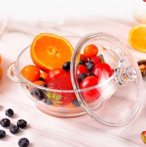 Fourthline Microwave Oven Safe Serving Glass Bowl Set with Glass Lid ...