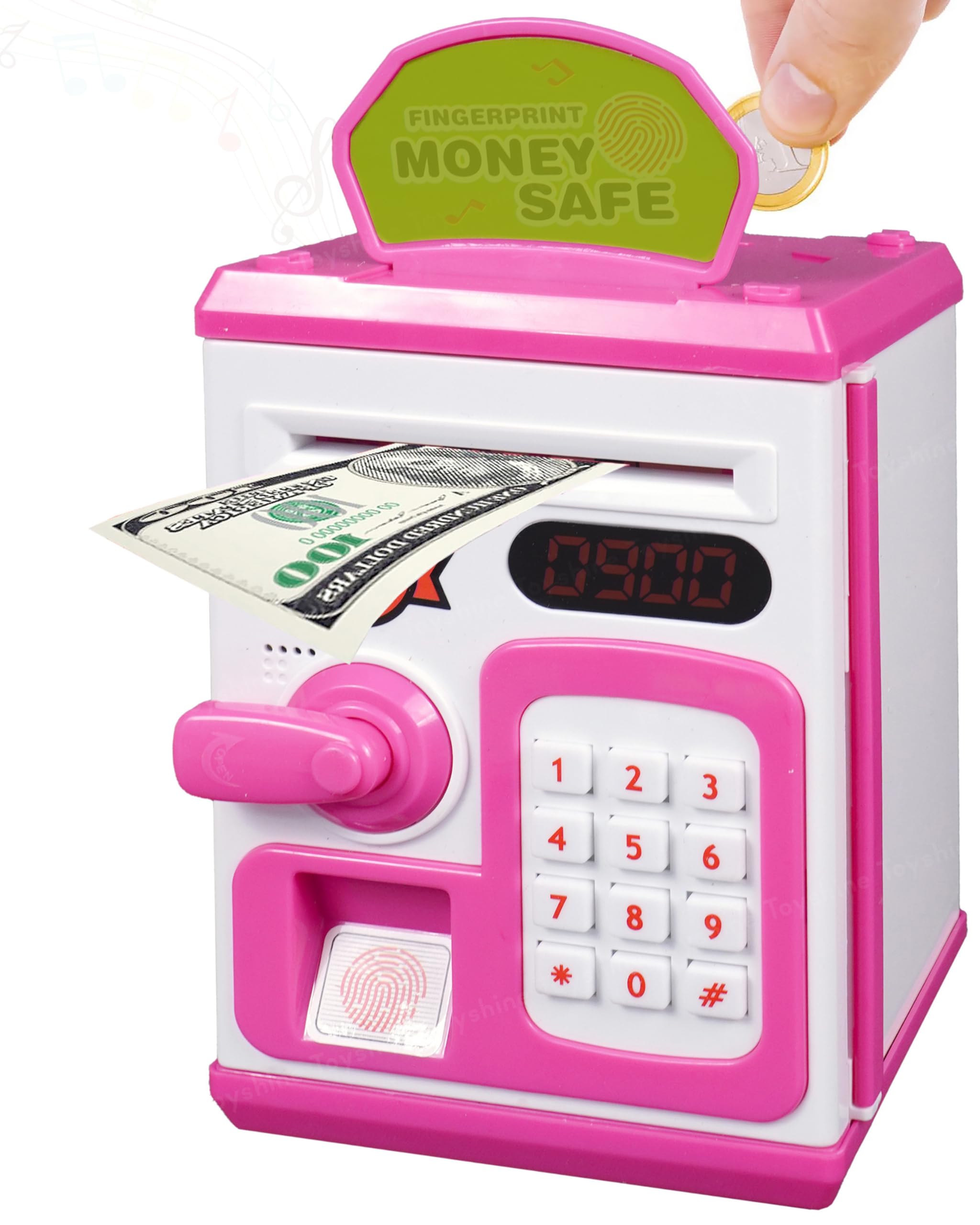 Fourthline Money Safe Kids with Finger Print Sensor Piggy, Savings Bank ...