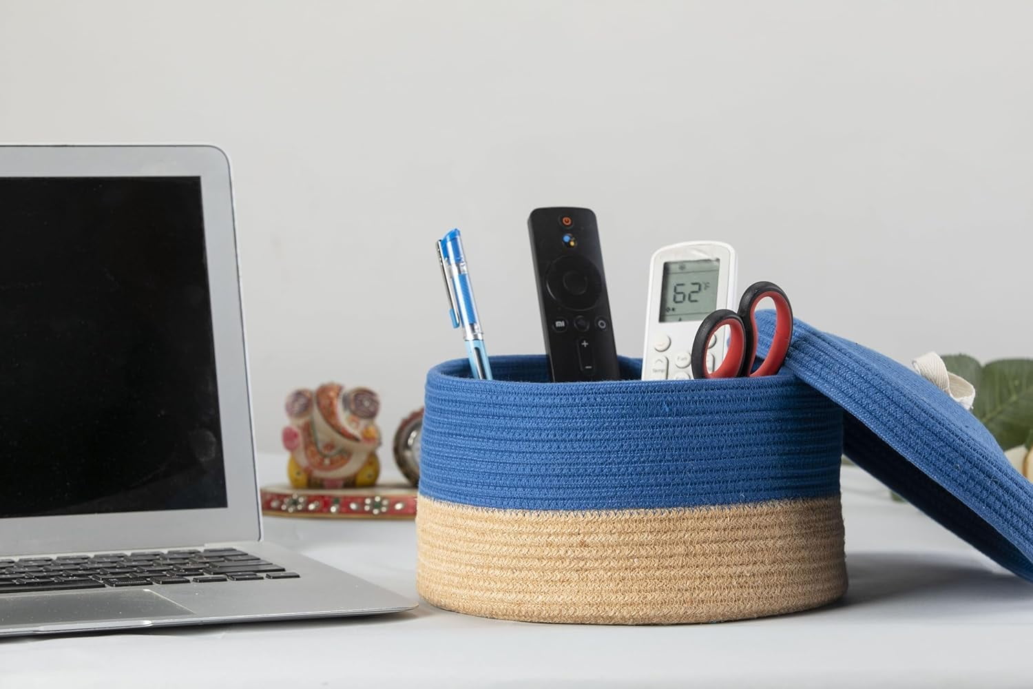 Fourthline | Multi-Purpose Cute Jute Basket with Lid Storage Baskets ...