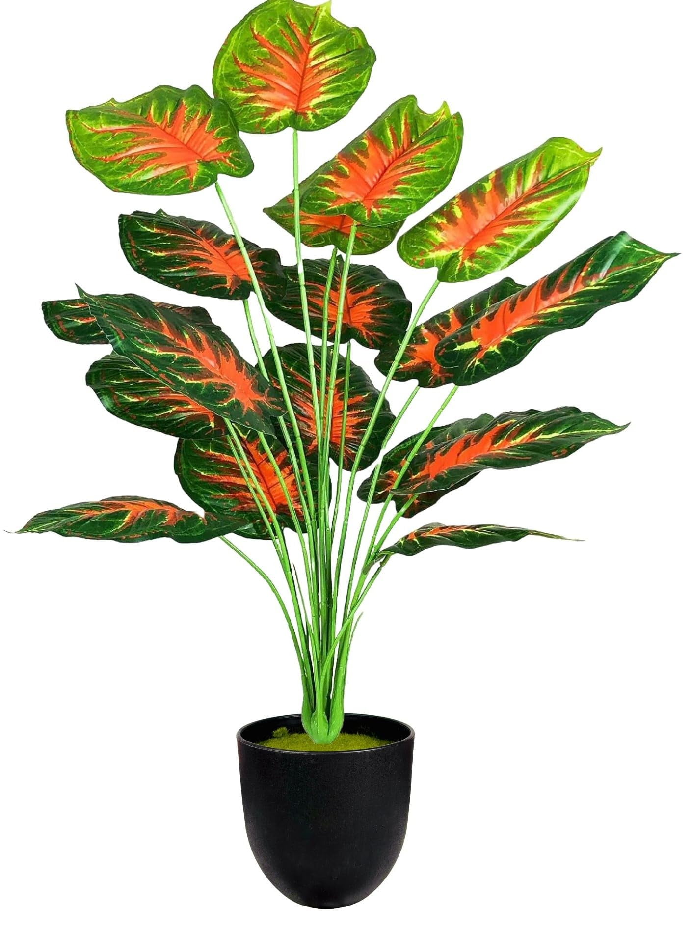 Fourthline Plastic Artificial Palm Plants Leaves Faux Turtle Leaf Fake ...