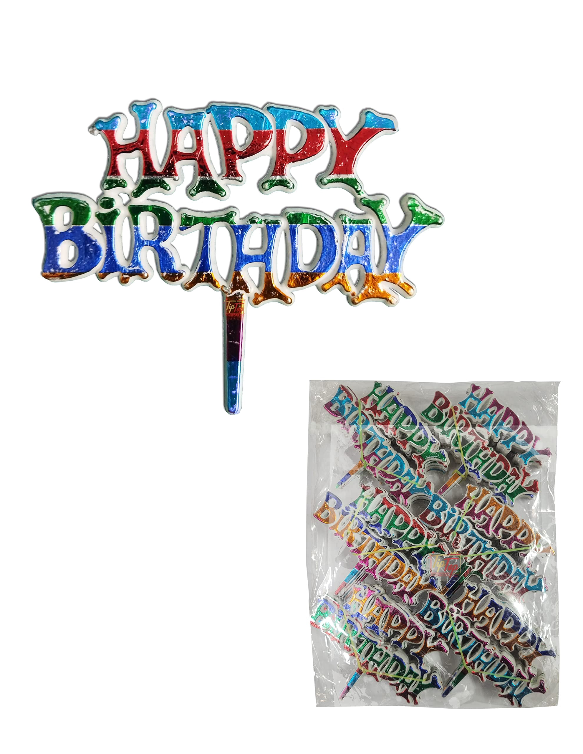 Fourthline Premium Plastic Small Cake Tag Topper (Pack of 100, Happy ...