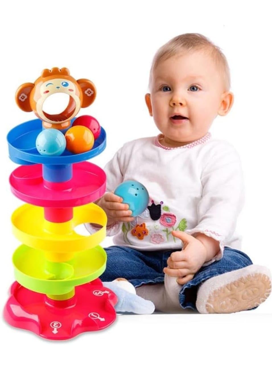 Fourthline Roll Ball Toy with 5 Layer Ball Drop Tower with Roll ...
