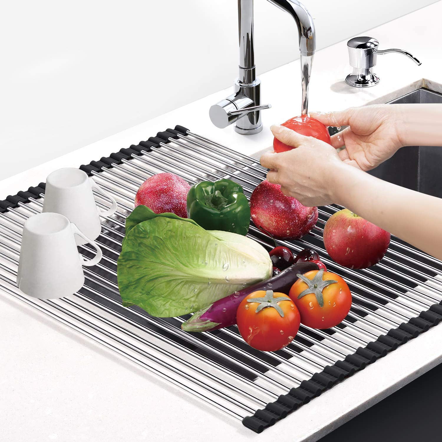 Fourthline Roll Up Dish Drying Rack, Large Over Sink Dish Drying Rack ...