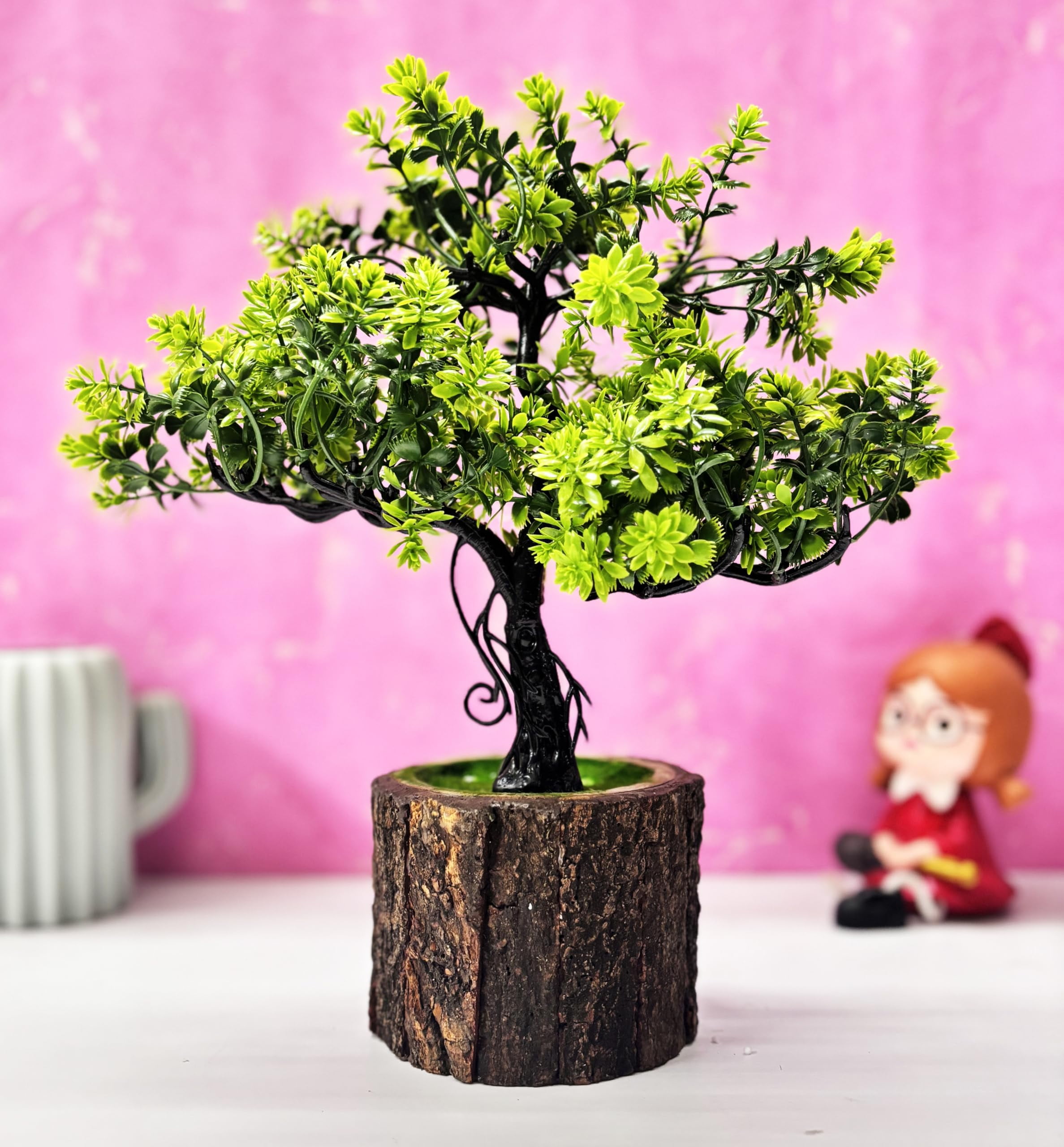 Fourthline Small Artificial Bonsai Tree Fake Plant Potted House Plants Japanese Pine Bonsai ...
