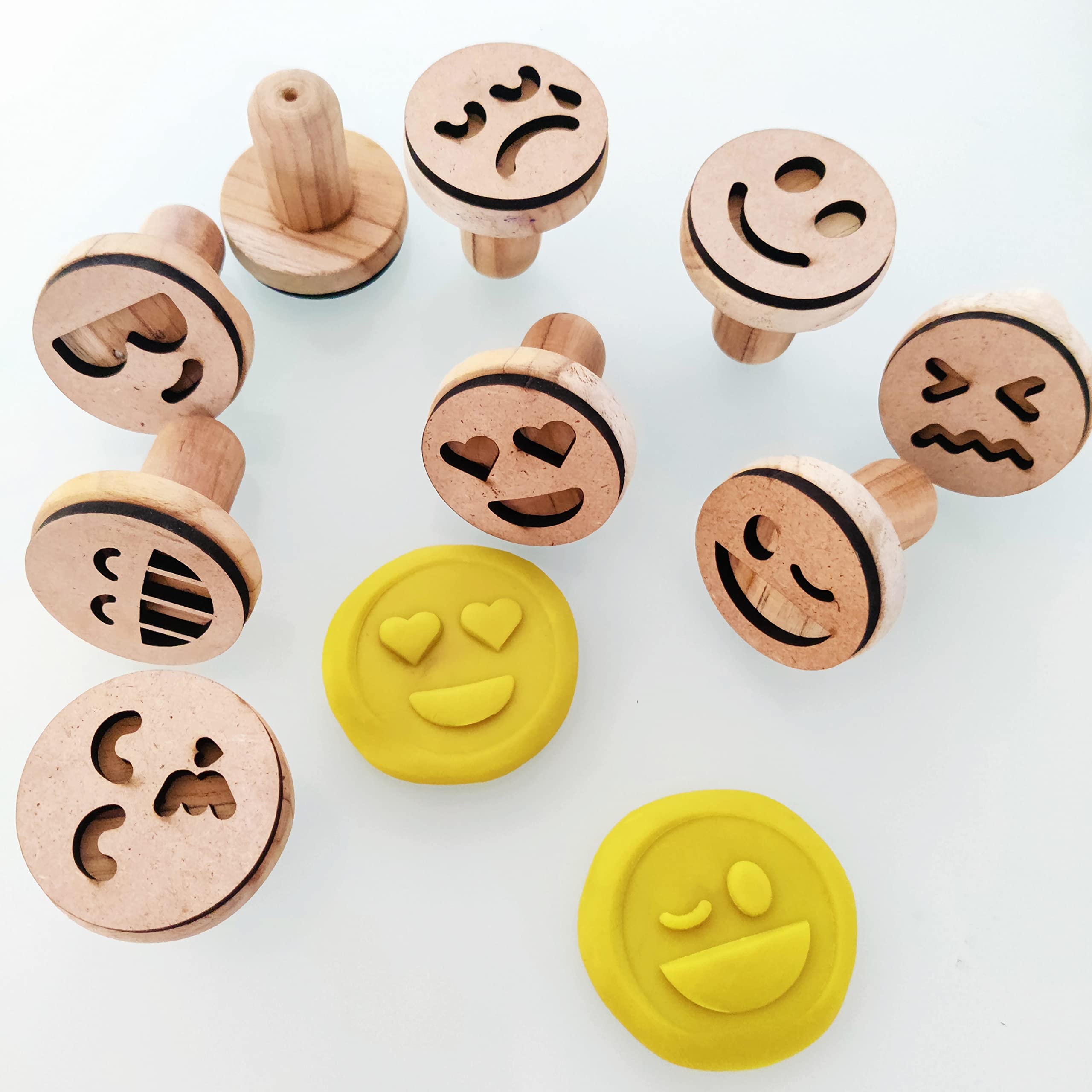 Fourthline | Smiley Play Dough Stamp Set | Wooden Toys | Wooden Stamps ...