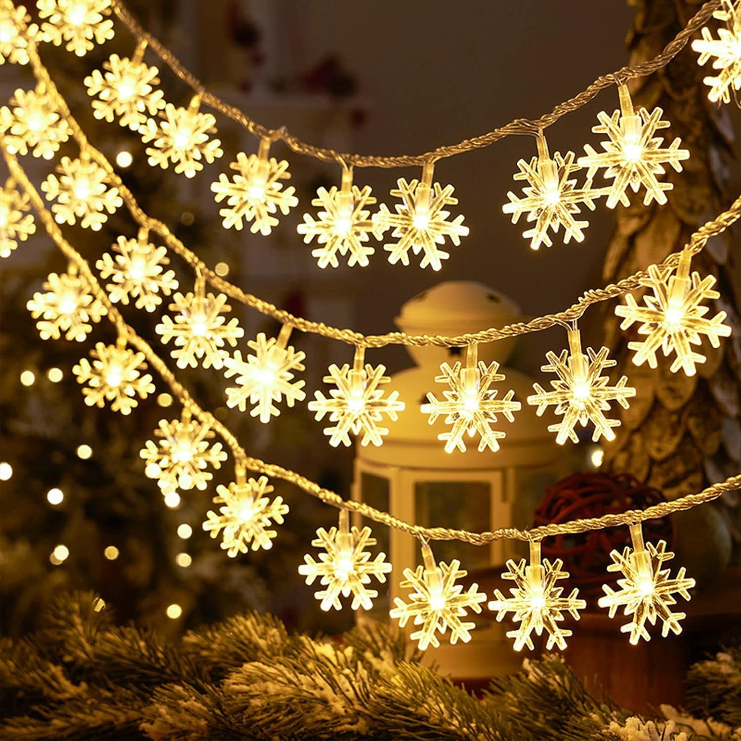 Fourthline Snow Flake String Lights for Indoor Outdoor Decoration ...