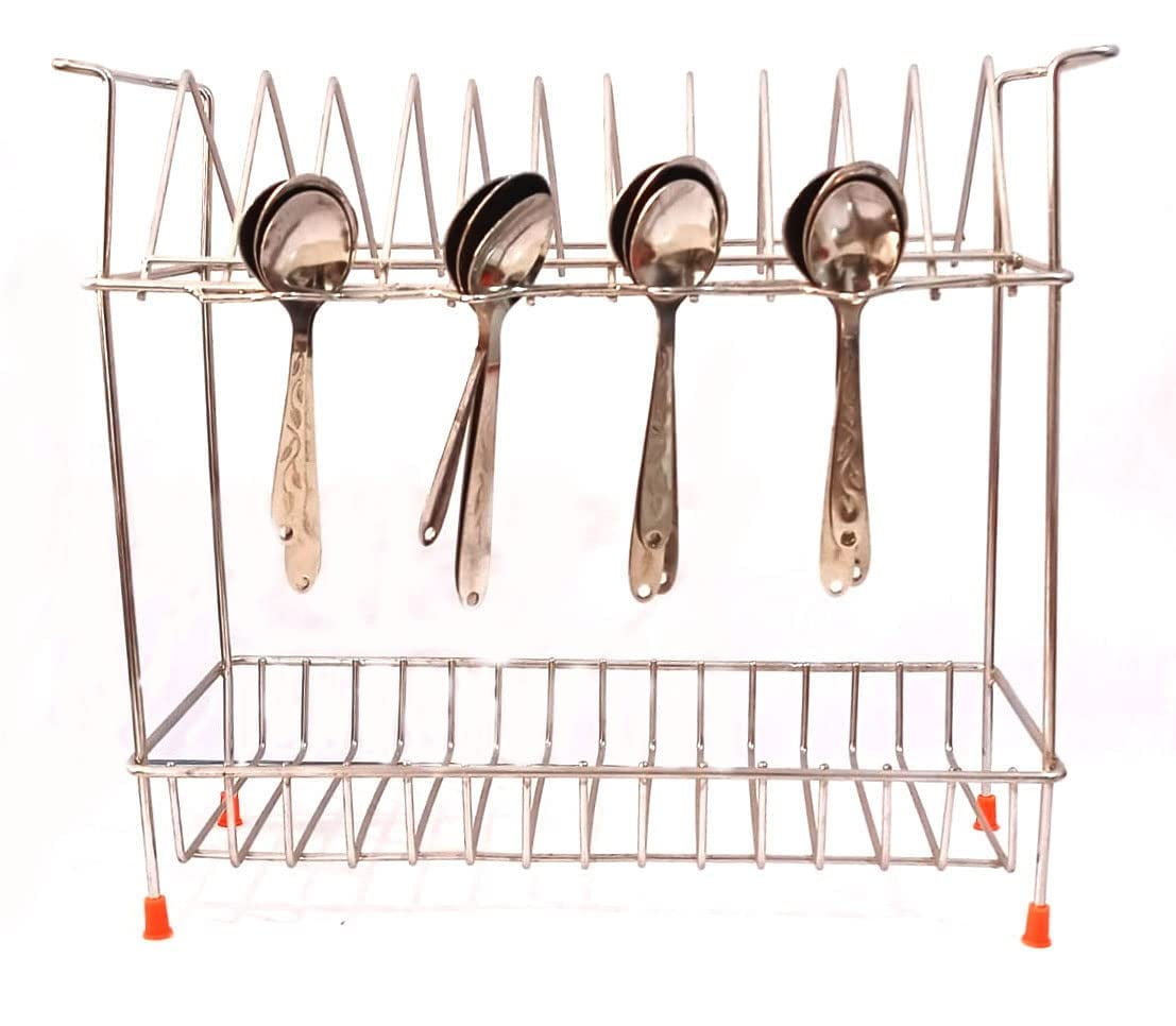 Fourthline Stainless Steel 2-Tier Kitchen Rack/Spoon Stand Cutlery ...