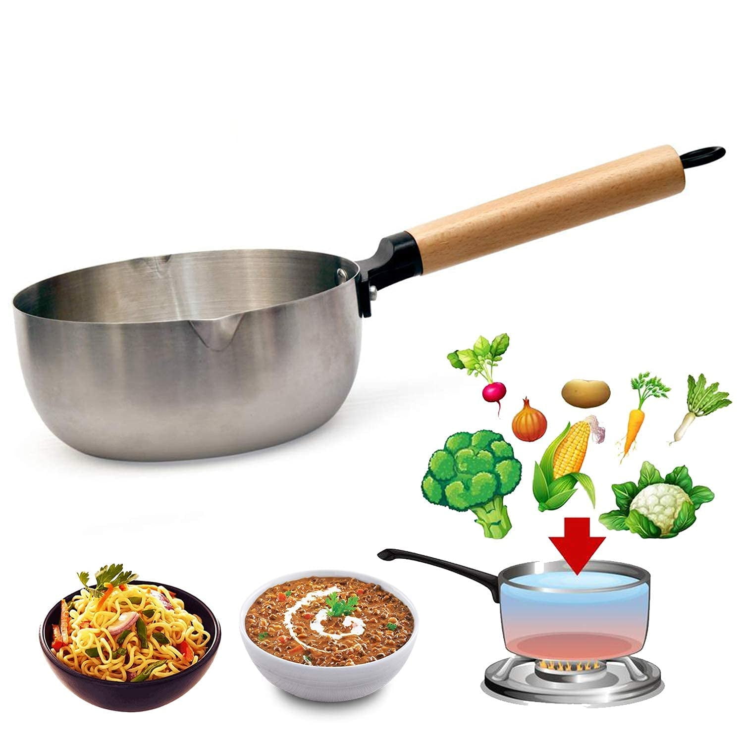 Fourthline Stainless Steel Sauce pan Tea Pan Milk Pan Tadka Pan with ...