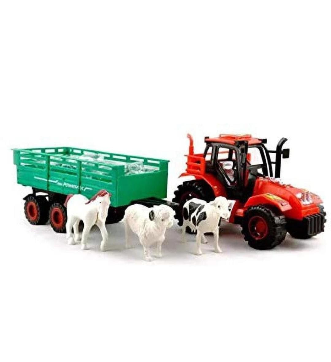 Fourthline Tractor Trolley Plastic Toy With 3 Animals- Farmer Tractors ...
