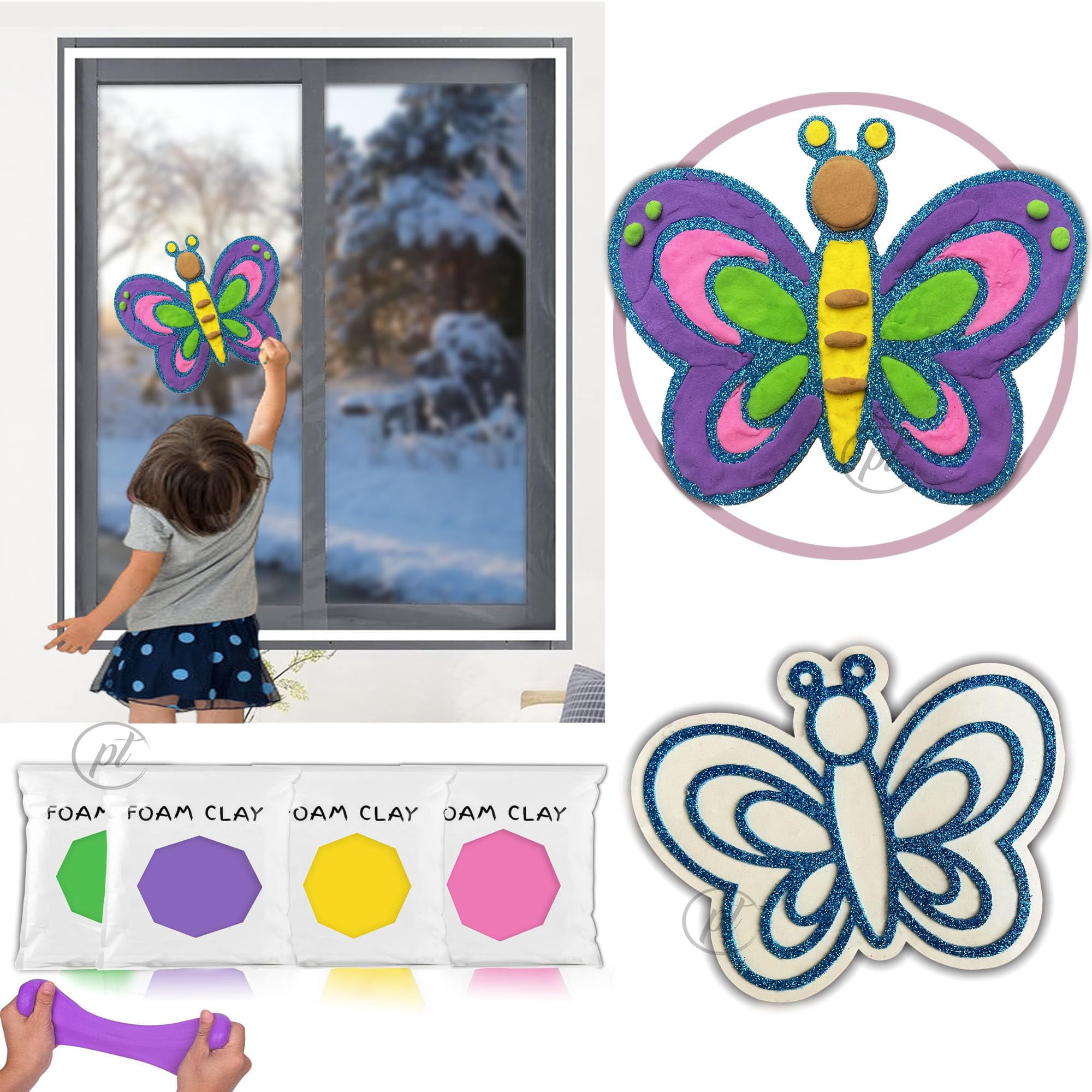 Fourthline Trader DIY 1 Butterfly Window Clay Sticker and Art Air Dry ...