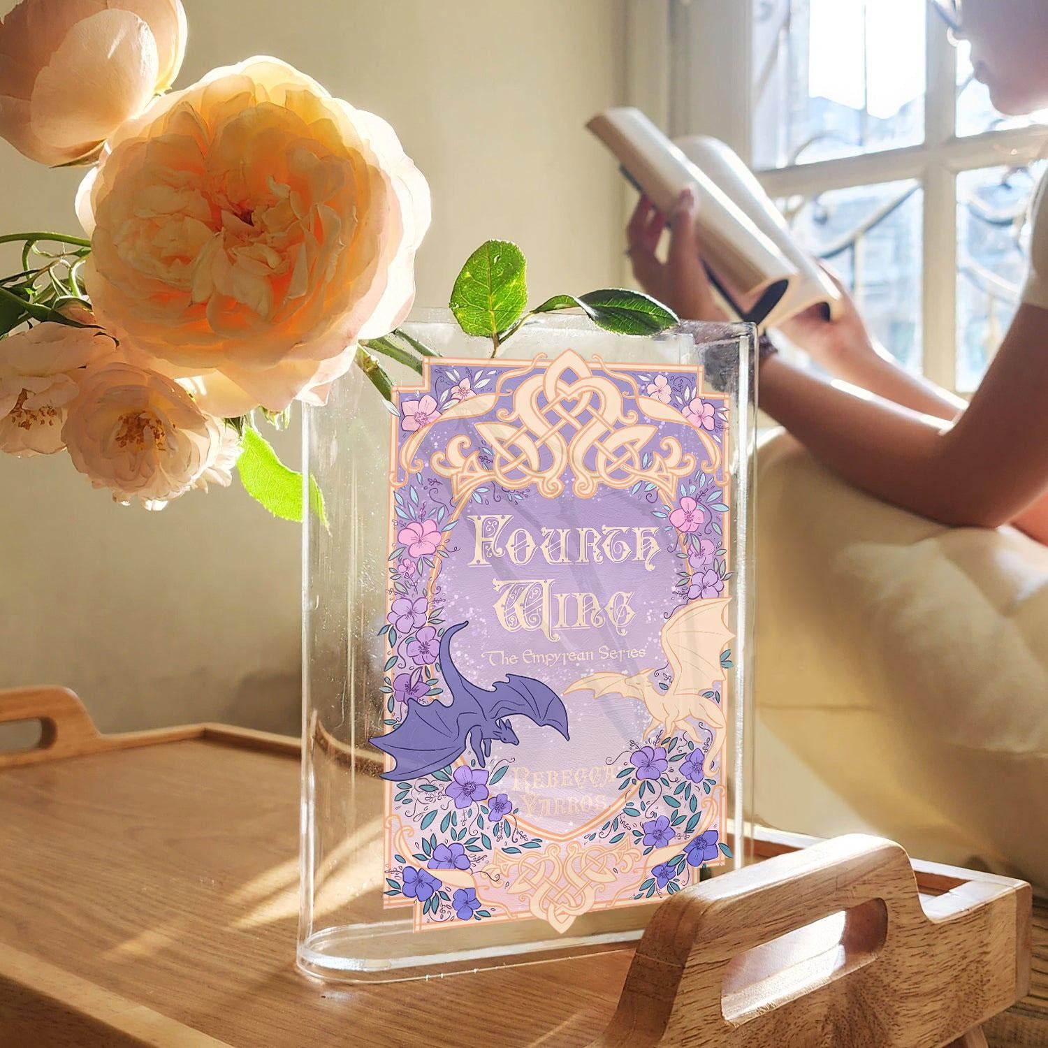 Fourtth Wing Acrylic Book Vase for Flowers, The Empyrean Series Vase ...