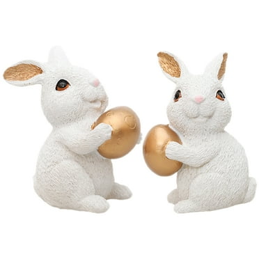 Sullivans 5" & 4" Small Rustic Bunny Figurines Set of 2, Resin ...
