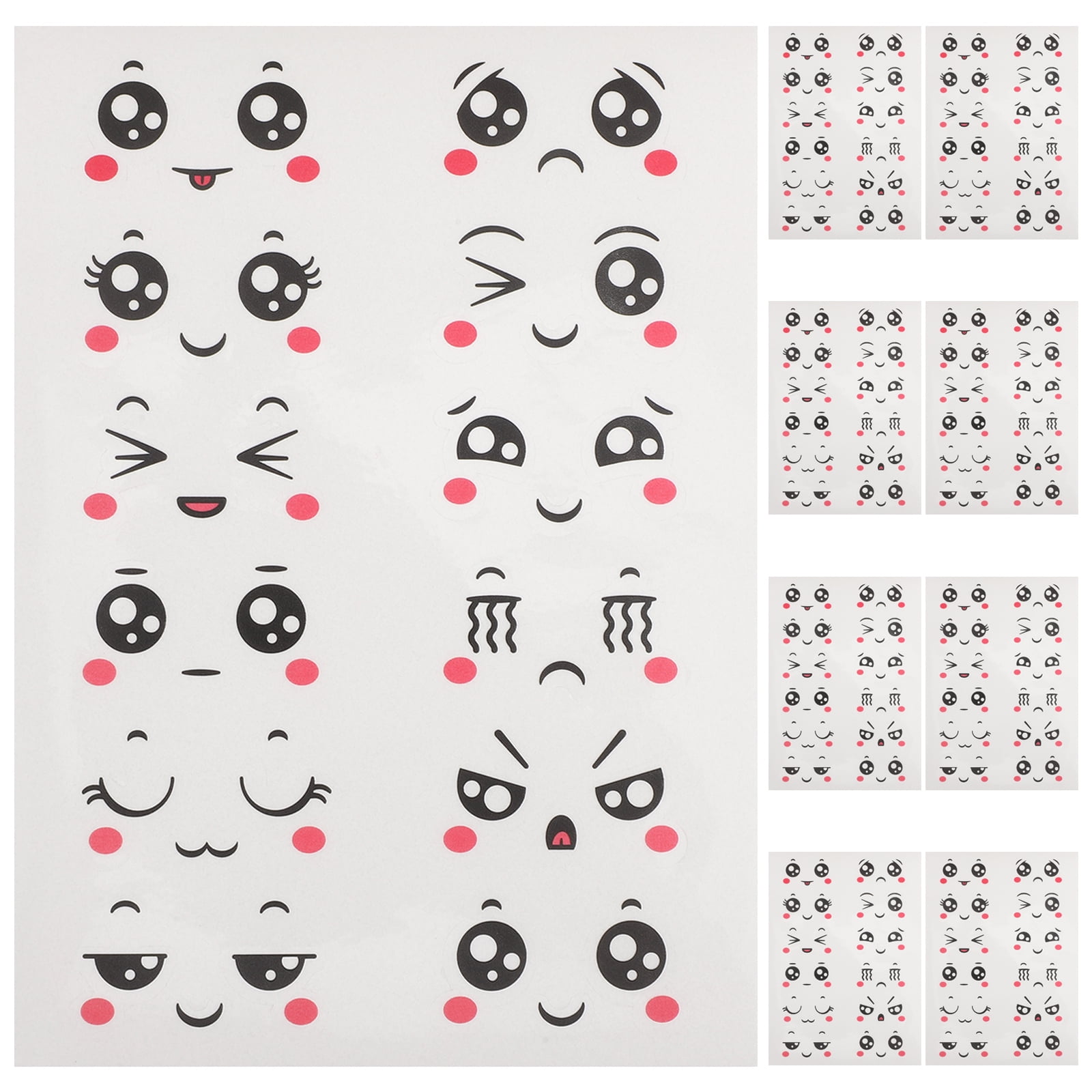 Fovewise 10 Sheets Cute Stickers Cartoon Face Expression Stickers with ...
