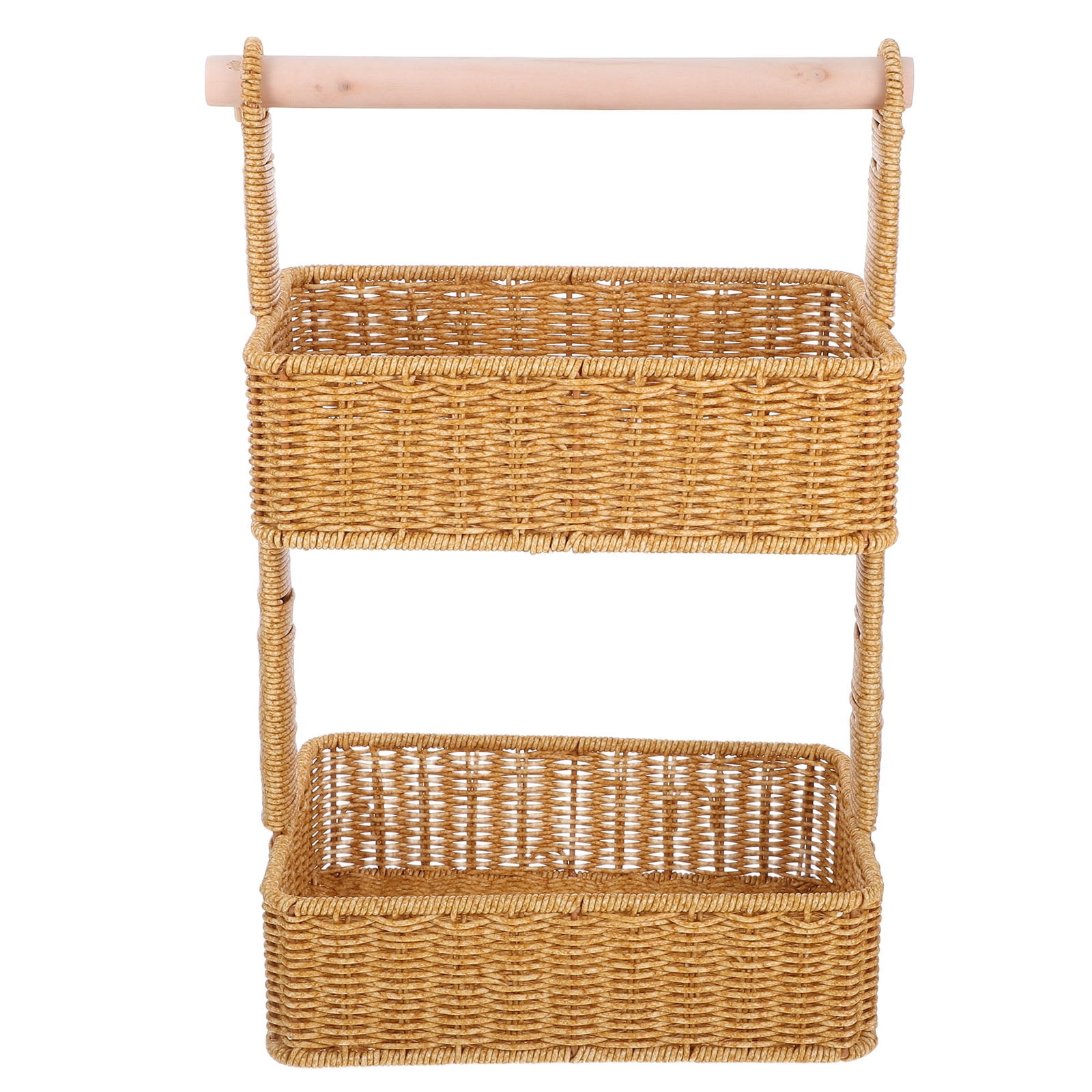 Fovewise 2 Tier Storage Basket Woven Hanging Organizer Basket ...