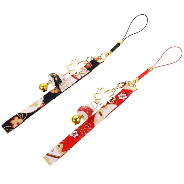 Fovewise 2Pcs Colorful Fortune Cat Bell Phone Lanyards Decorative ...