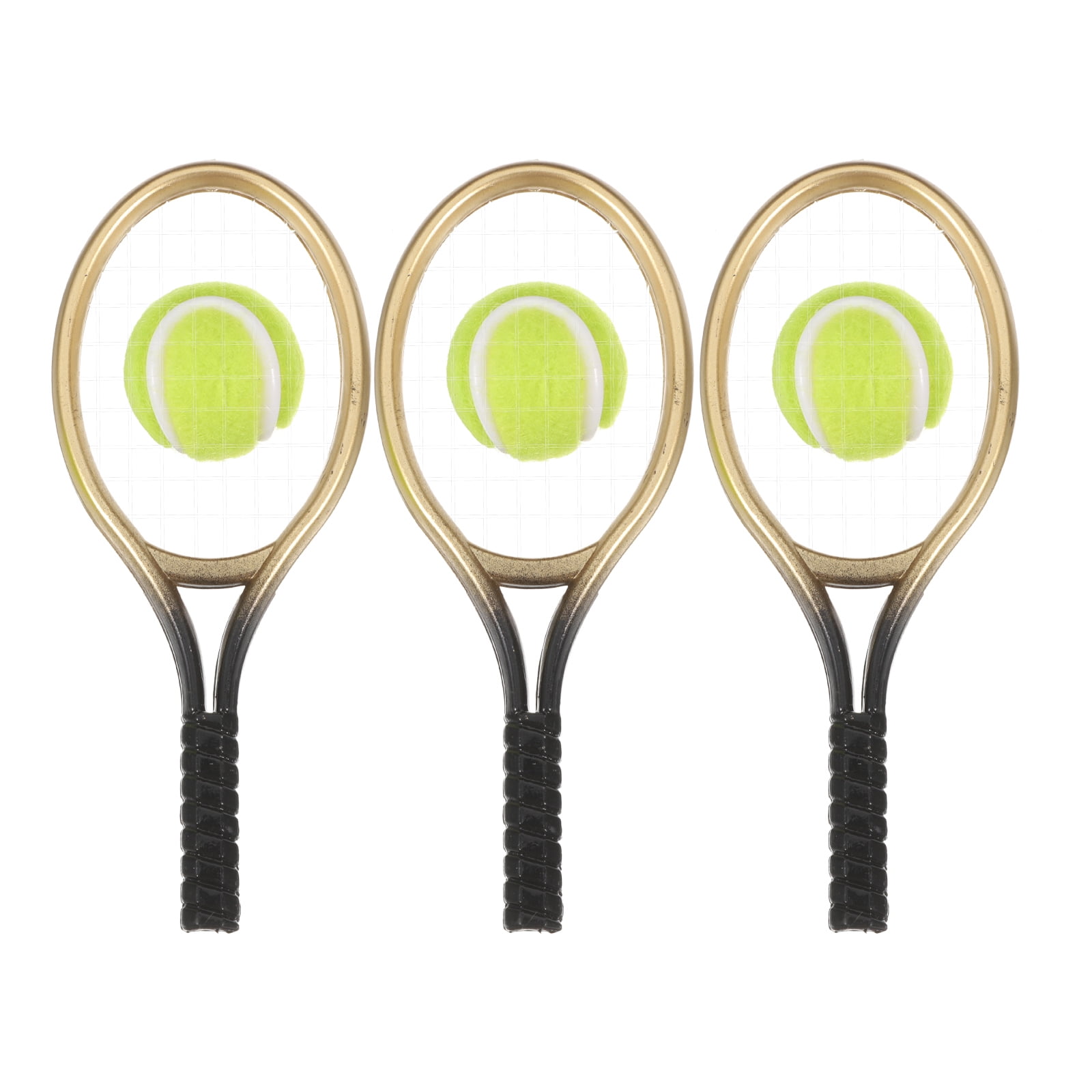 Fovewise 3 Sets Mini Tennis Racket And Ball Set 1:12 Miniature Tennis ...
