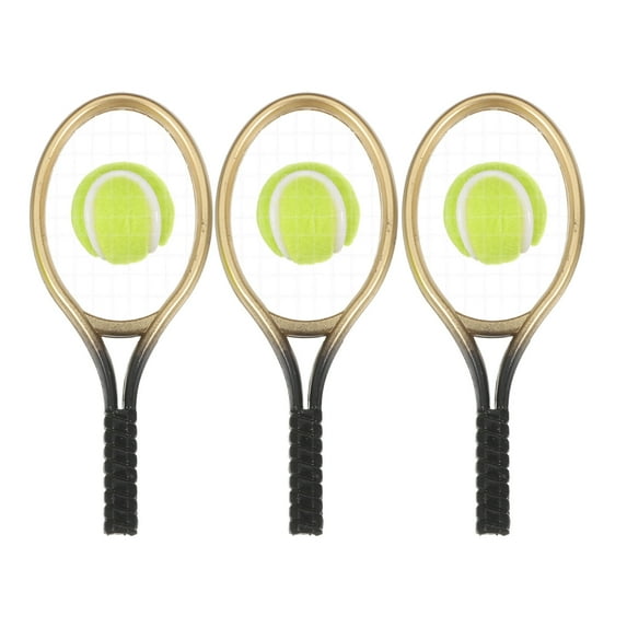 Fovewise 3 Sets Mini Tennis Racket And Ball Set 1:12 Miniature Tennis ...