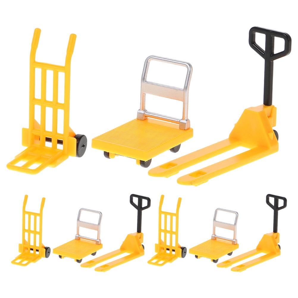 Raindrops Hemoton 3 Sets Mini Hand Trolley Forklift Toy Platform Cart ...