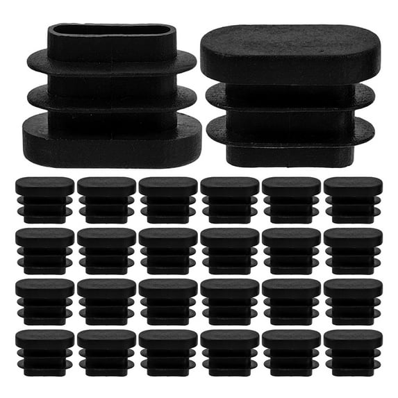 Fovewise 30pcs Black Plastic Oval Table Chair Leg Tube Insert End Caps Replacement Furniture ...